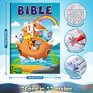 24 Pcs Christian Mini Coloring Books Kids Bible Verse Religious Small Drawing Book for Operation Christmas Child Bulk Sunday School Prizes Christian Party Favors Goodie Bag Activity Gifts Filler