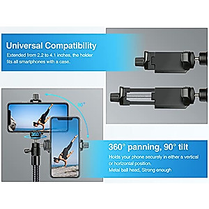 Elitehood 81" Tall Tripod for iPhone, Flexible Phone Tripod with 17in Adjustable Gooseneck, Cell Phone Tripod Stand with Remote Compatible with iPhone 13 Pro Max / 13 Pro / 12 Pro Max, Android Phone