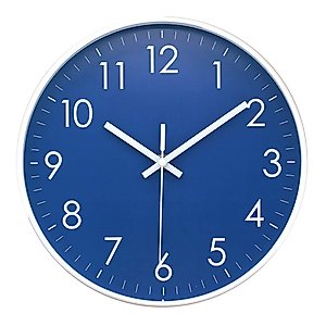 Epy Huts Wall Clock Battery Operated Indoor Non-Ticking Silent Quartz Quiet Sweep Movement Wall Clock for Office, Bathroom, Living Room Decorative 10 Inch Dark Blue