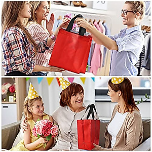 Eccliy 80 Pieces Gift Bags Set Glossy Reusable Tote Bags with Handles Grocery Bags for Wedding, Bachelorette Party, Christmas (Colorful,Medium)