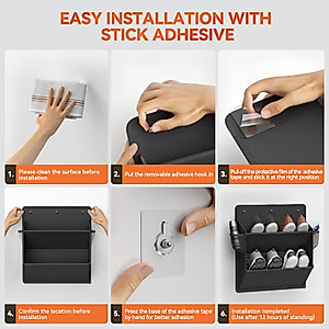 DEYILIAN 2 Pack RV Shoe Storage with Sticky Adhesive Tape, Over the Door Shoe Rack, Wall Hanging Shoe Organizer with Large Deep Pockets for Camper, Narrow Space Saving Closet Organizers - Black