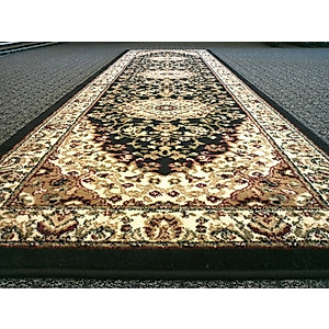Bellagio Traditional Area Rug Runner 32 Inch X 10 Feet Black Design 401