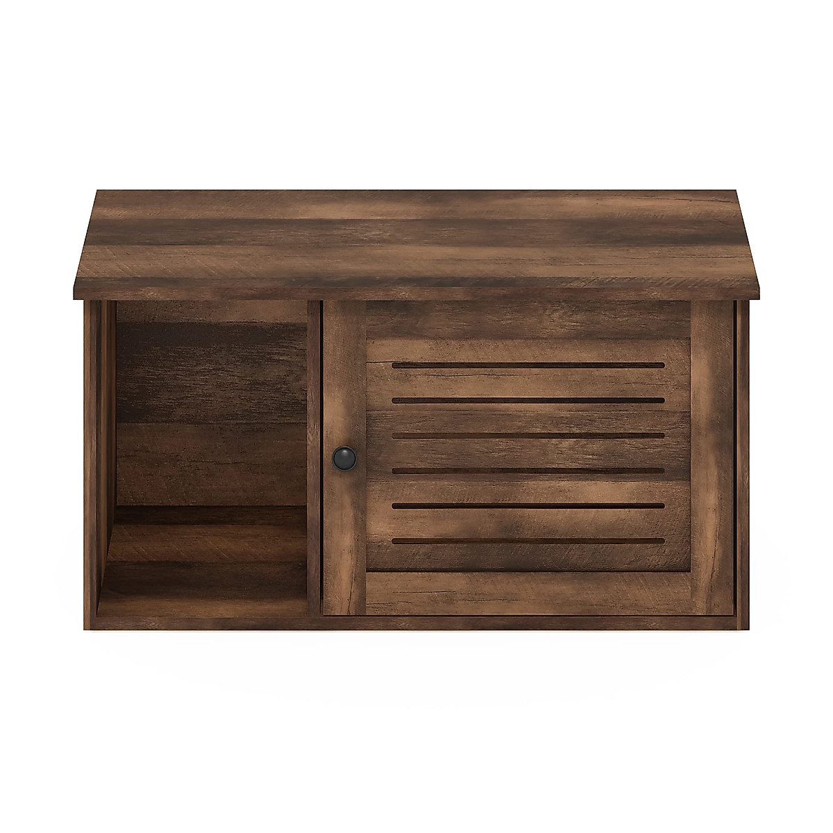 Furinno Peli Farmhouse Hidden Cat Litter Box with Divider, Rustic Brown