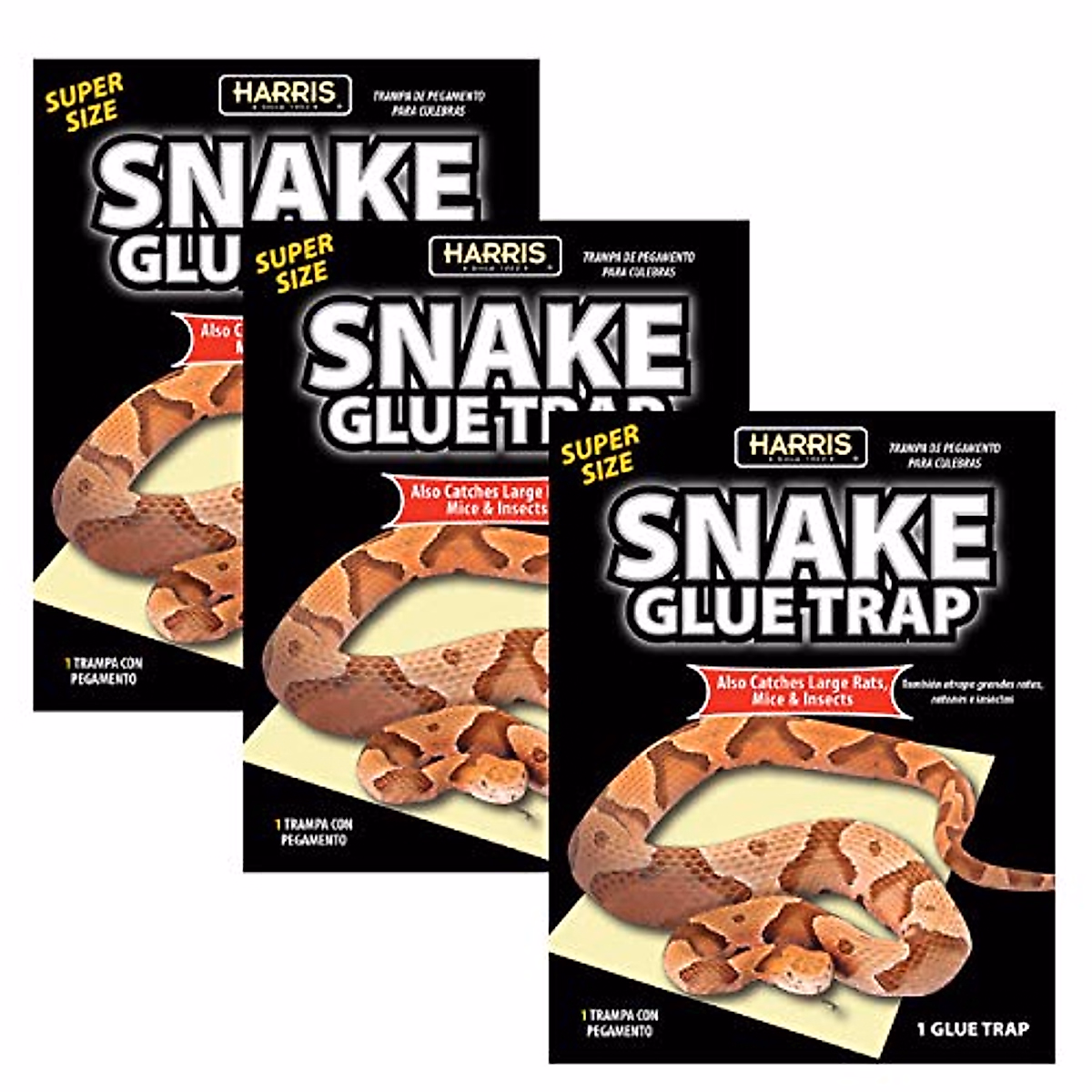 Harris Supersized Snake Glue Trap - Extra Strength, Multipurpose (3-Pack)