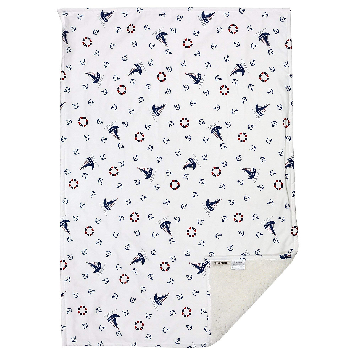 Brandream Baby Crib Bedding Set for Boys Coastal Ocean Anchor Nautical Boys Nursery Bedding Set with 2 Packs Crib Sheets, White & Navy Blue, 4 Pieces Sail Away Theme