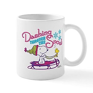 CafePress Snoopy And Woodstock Dashing Through Sn Large Mug Ceramic Coffee Mug, Tea Cup 11 oz