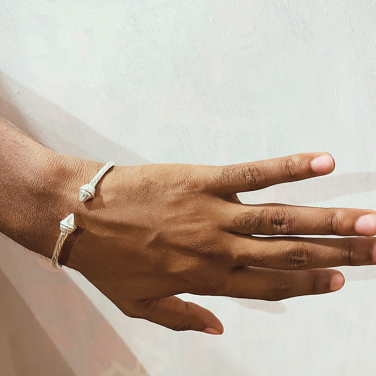 Better Jewelry Elegant Pointed Ends .925 Sterling Silver West Indian Bangles,1 pair