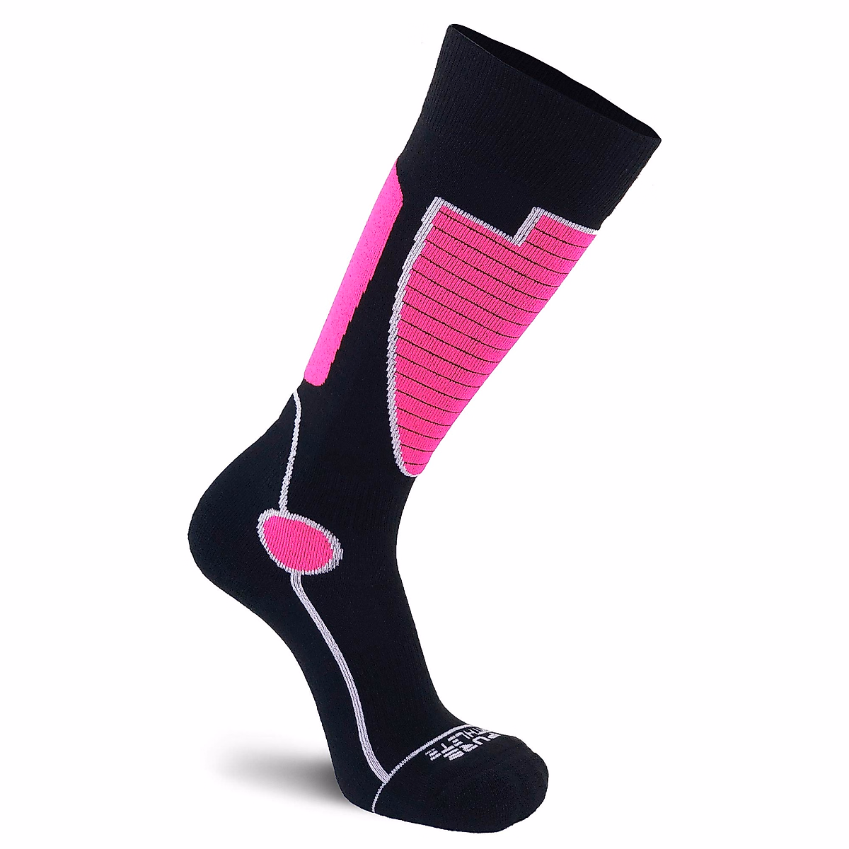 Pure Athlete Midweight Ski Socks - Warmest Winter Thermal Socks for Men Women Skiing Snowboarding Hiking Hunting (S, Black/Neon Pink)