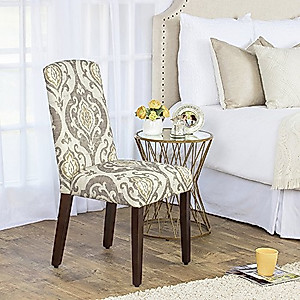 Homepop Home Decor | Upholstered Patterned Parsons Dining Chairs Set of 2 | Accent Chairs Set of 2 with Curved Back, Suri Brown