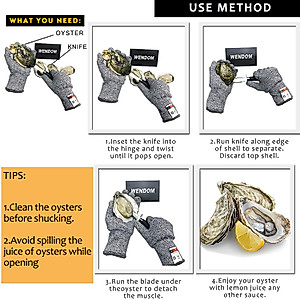 WENDOM 6PCS Oyster Knife with Non-Slip Grip Handle Oyster Shucking Knife Opener Set Clam and Shell Tool Party Supply