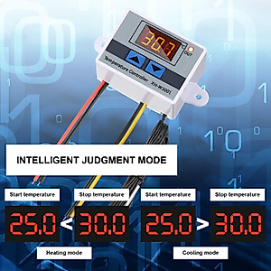 XH-W3001 Digital LED Temperature Controller Module Digital Thermostat Switch with Waterproof Probe Programmable Heating Cooling Electronic Thermostat Range from -50℃ to 110℃ (12V 10A 120W) (2 Pieces)