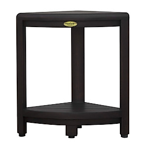 EcoDecors Fully Assembled Teak Corner Shower Shelf, Shower Stool for Shaving Legs, Shower Foot Stool, Teak Shower Stool, Corner Shower Stool, Small Shower Stool, Teak Corner Shower Bench, Teak Stool