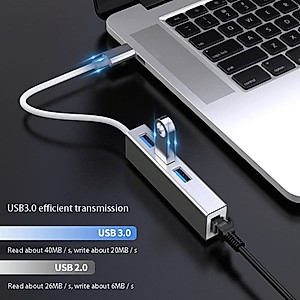 Beyori USB Hub,USB 3.0 Hub [5Gbps] with 10/100/1000M Ethernet and 3 USB 3.0 Ports for Laptop, USB Flash Drives, and Mobile HDD Silver (Color : Silver)