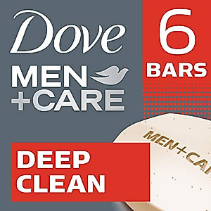 Dove Men+Care Body Soap and Face Bar More Moisturizing Than Bar Soap Deep Clean Effectively Washes Away Bacteria, Nourishes Your Skin,3.75 Ounce (Pack of 6)