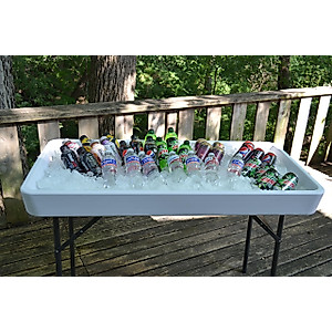 Old Cedar Outfitters Fill and Chill Ice Cooler Folding Table with Large Sink and Drain for Cleaning Fish and Game and Keeping Fish and Food Cold for Parties, Camping and Cleaning