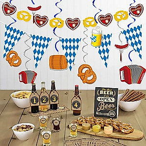 Dazonge 26ct Oktoberfest Decorations Kit | Pre-assembled 12 Oktoberfest Hanging Swirls with Cutouts, 12 Oktoberfest Balloons, 1 Oktoberfest Flag Pennant Banner and 1 Oktoberfest Cutout Garland | Oktoberfest Party Decorations