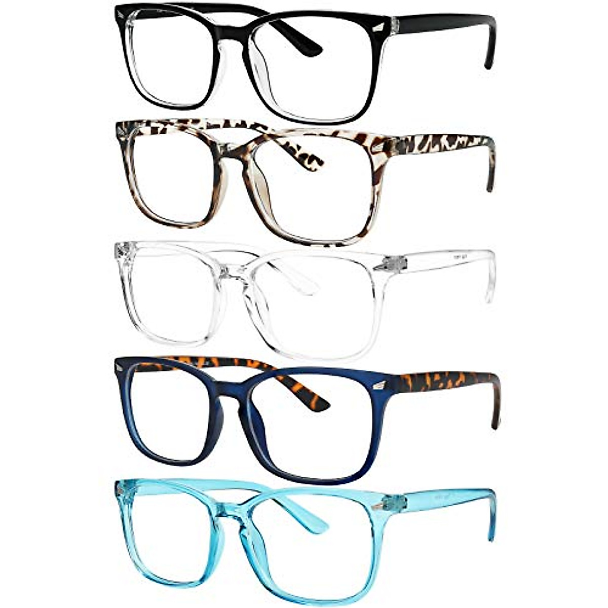 Yogo Vision Blue Light Blocking Computer Glasses Anti Glare Reduce Eyestrain Eyeglasses for Computers Screens for Men and Women (5 pack)