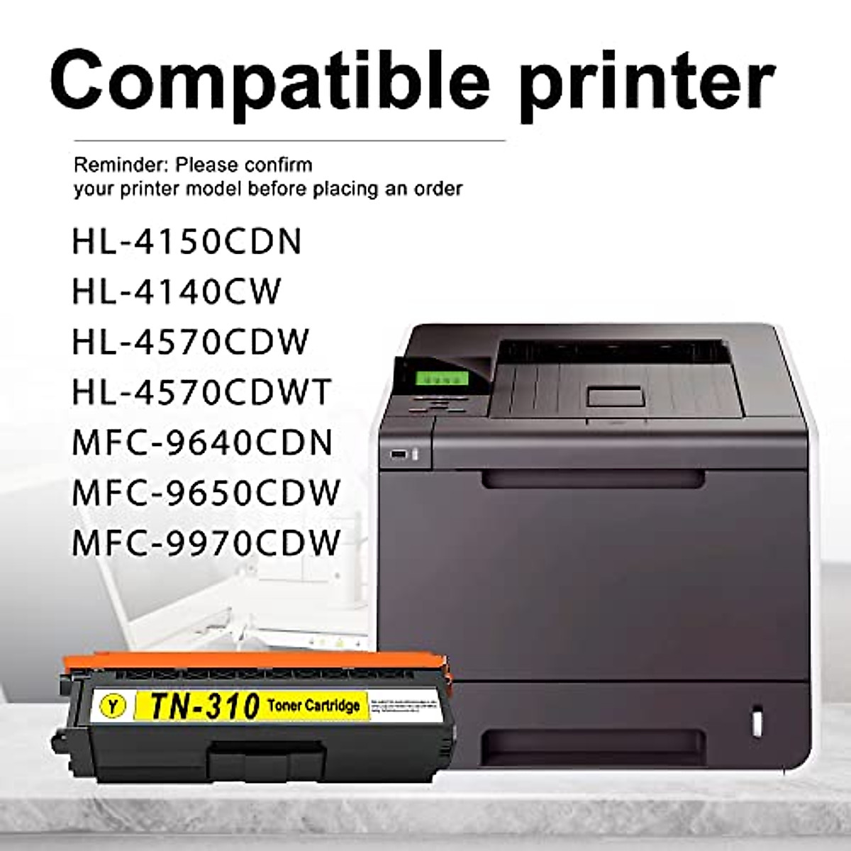 Feromyink Compatible TN310 TN-310 Toner Cartridge Replacement for Brother HL-4150CDN 4140CW 4570CDW 4570CDWT MFC-9640CDN 9650CDW 9970CDW Printer (Yellow,1-Pack)