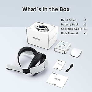 Geekvr Comfort Head Strap Accessories for Meta Quest 2, Hot-Swappable 5000mAh Battery, Adjustable Headstrap with Super Soft Skin-Friendly PU Leather Cushion for Uninterrupted Play