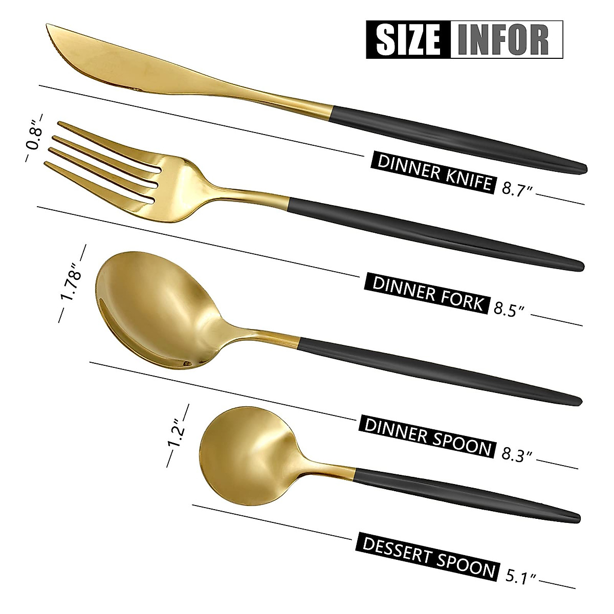 Zalaxt Gold Silverware Set, 24-Piece Stainless Steel Flatware, Flatware Set for 6, Knife Fork Spoon, Home Dinnerware Tableware Set for 6, Cutlery Set, Include Knives/Forks/Spoons