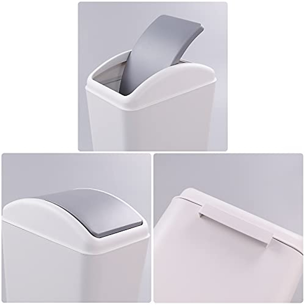 Ggbin Plastic Garbage Trash Cans with Swing Lid, 16 L Grey Kitchen Trash Bins