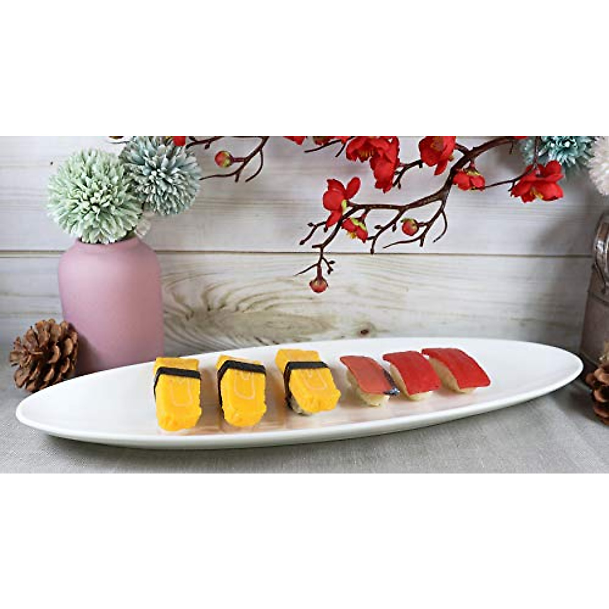 Ebros Kitchen Dining Modern Contemporary Sleek Design Natural White Porcelain Oval Plates Serving Platters Restaurant Supply Dishwasher And Microwave Safe Serveware (2, 16"Long)