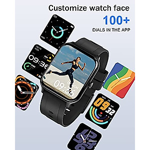 Smart Watch Compatible with iPhone Android Phones 2022, 1.7 inch Watches for Men Women IP68 Waterproof Fitness Tracker with Blood Oxygen/Heart Rate Monitor Sleep Steps Tracker DIY Watch Faces Black