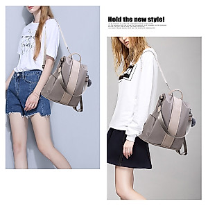 PINCNEL Women Khaki Medium Backpack Purse Waterproof Nylon Anti-theft Rucksack Lightweight Shoulder Bag