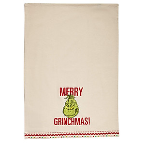 Department 56 Dr. Seuss The Grinch Merry Grinchmas Kitchen Dish Cloth Tea Towel, 18 by 26 Inches, Multicolor