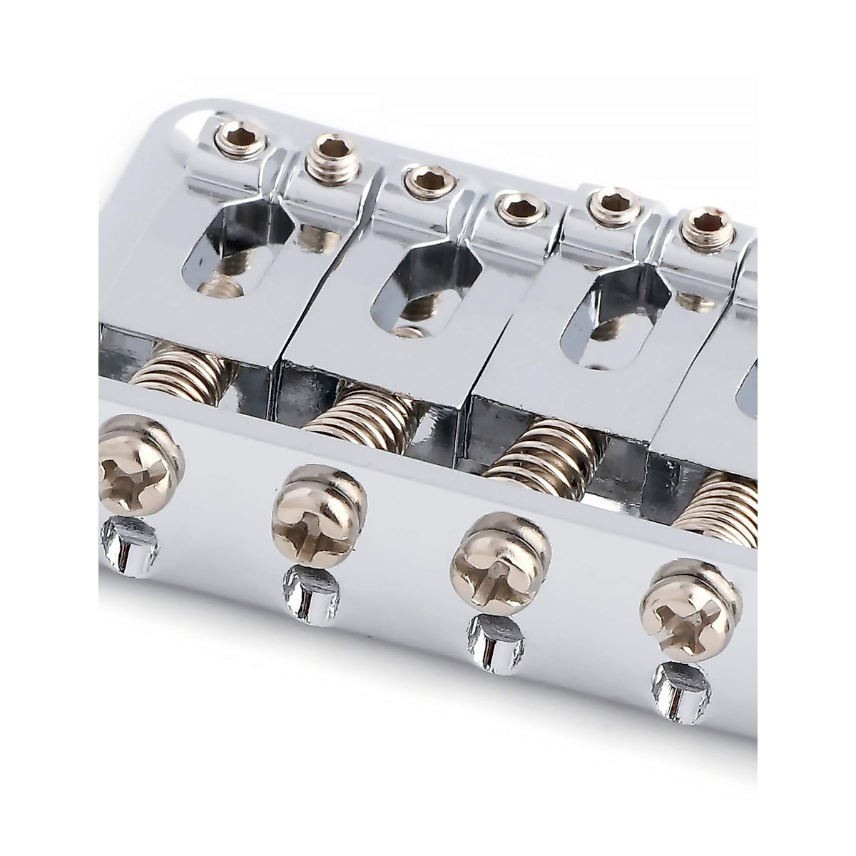 Metallor Top Load Guitar Bridge Tailpiece Fixed Hardtail Saddle Bridge Compatible with 6 String Fender Strat Tele Style Electric Guitar Parts Chrome.