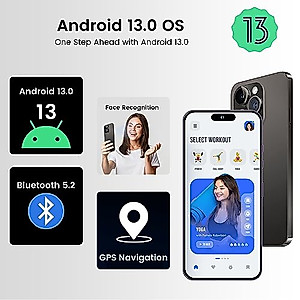 SANSHREUNI A14 Pro Max Unlocked Smartphone, 6+256GB Android 13 Unlocked Cell Phones, 6.82" FHD+ Display 64MP Camera 5G, Black