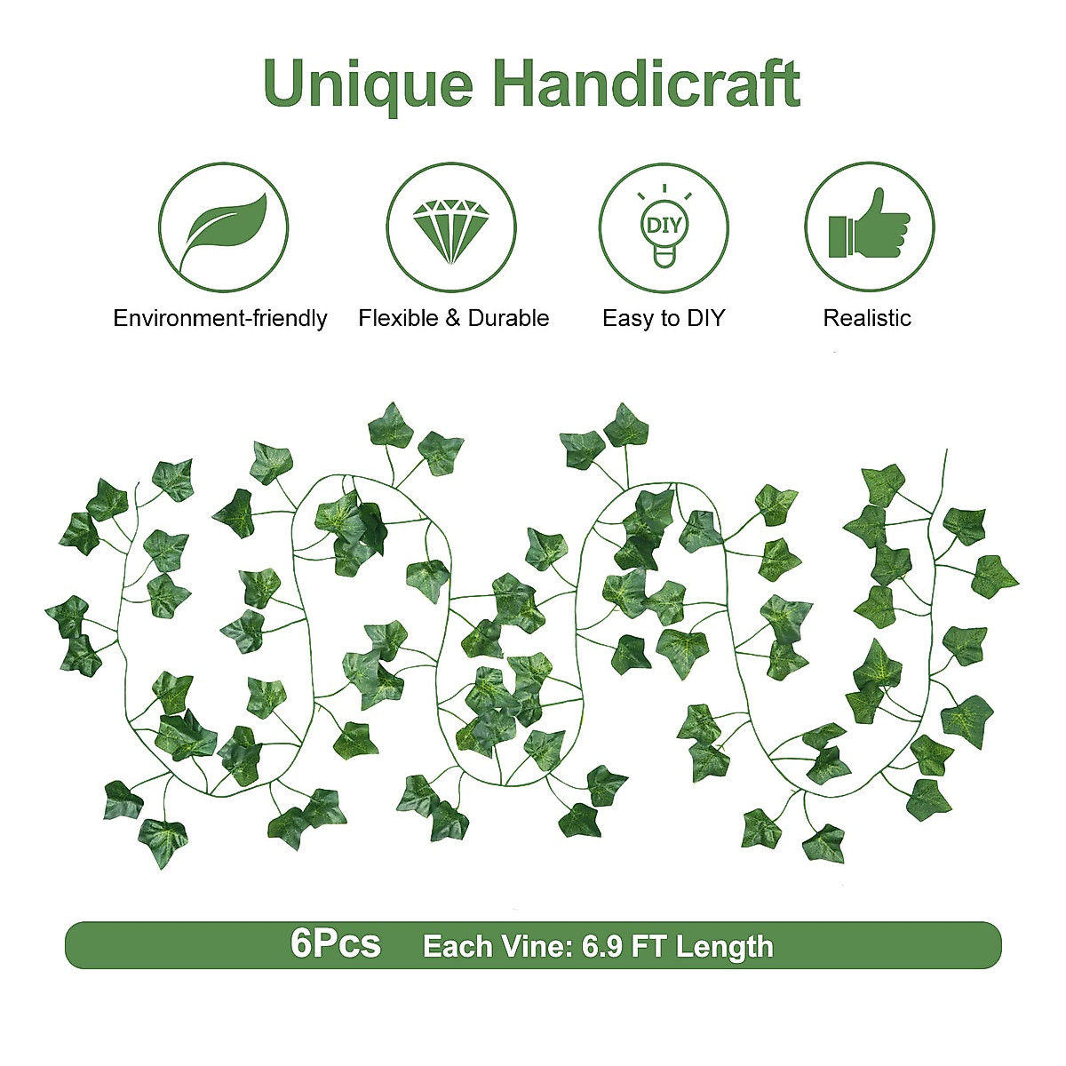 Waipfaru 6Pcs 41FT Fake Vines for Bedroom with 33FT Lights and 3D Butterfly, Fake Ivy Vines for Room Decor, Artificial Ivy Garland with Greenery Leaves for Wedding Room Party Home Garden Wall Decor