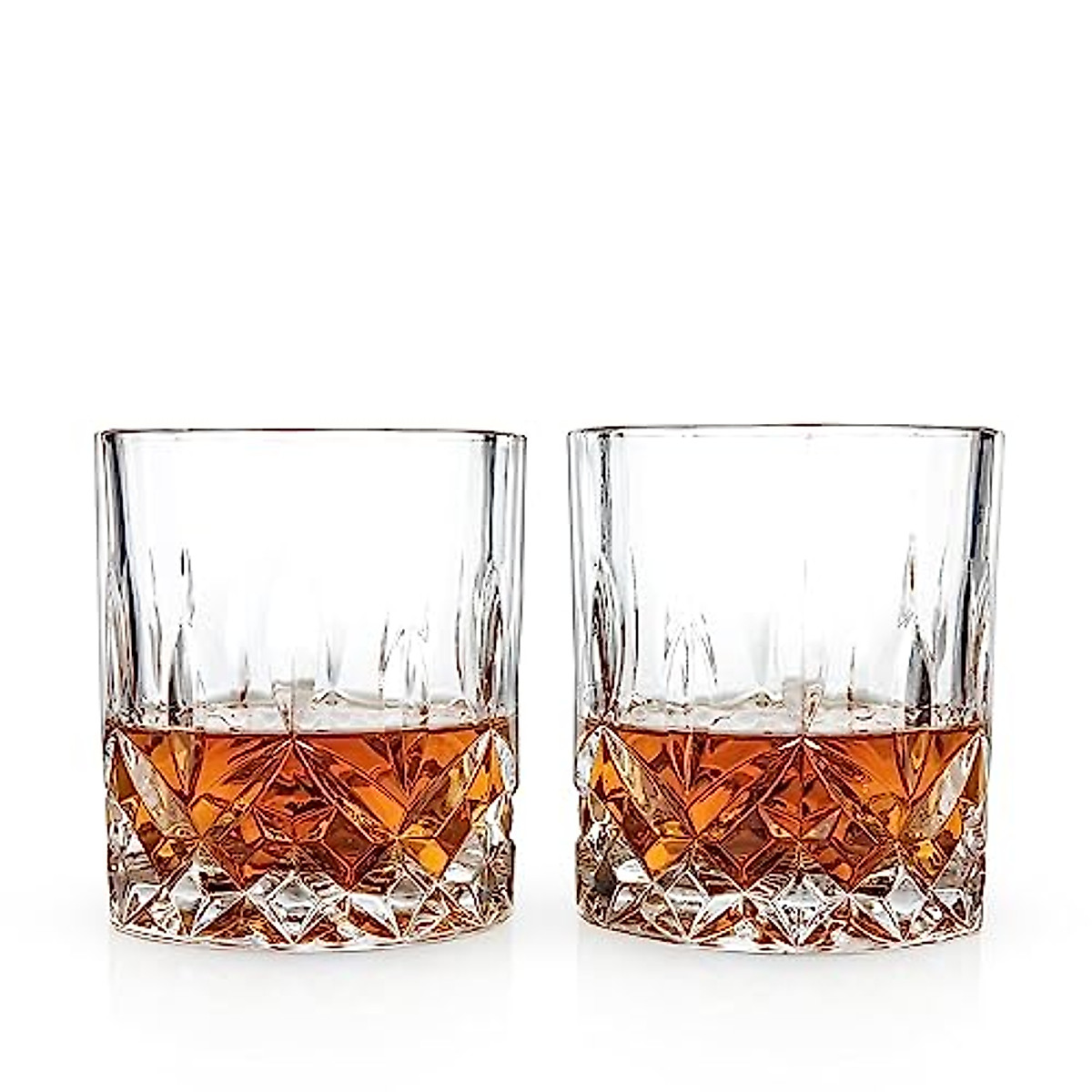 Viski Admiral Crystal Whiskey Tumbler Set of 2 - Premium Crystal Clear Liquor Drinking Glass, Classic Lowball Cocktail Glasses Gift Set, 9 Oz