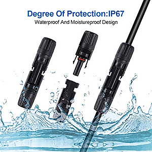 Glarks Solar Panel Connectors 1 Male to 4 Female and 1 Female to 4 Male T Branch Connectors Cable Coupler Combiner and 5 Pair Male/Female Solar Panel Cable Connectors Set (M/4F and F/4M)