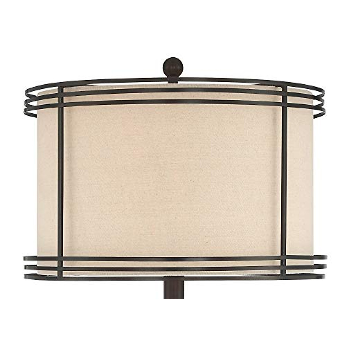 Barnes and Ivy Henson Rustic Industrial Farmhouse Standing Floor Lamp with Night Light Glass 63" Tall Bronze Earthy Fabric Drum Shade Decor for Living Room Reading House Bedroom Home