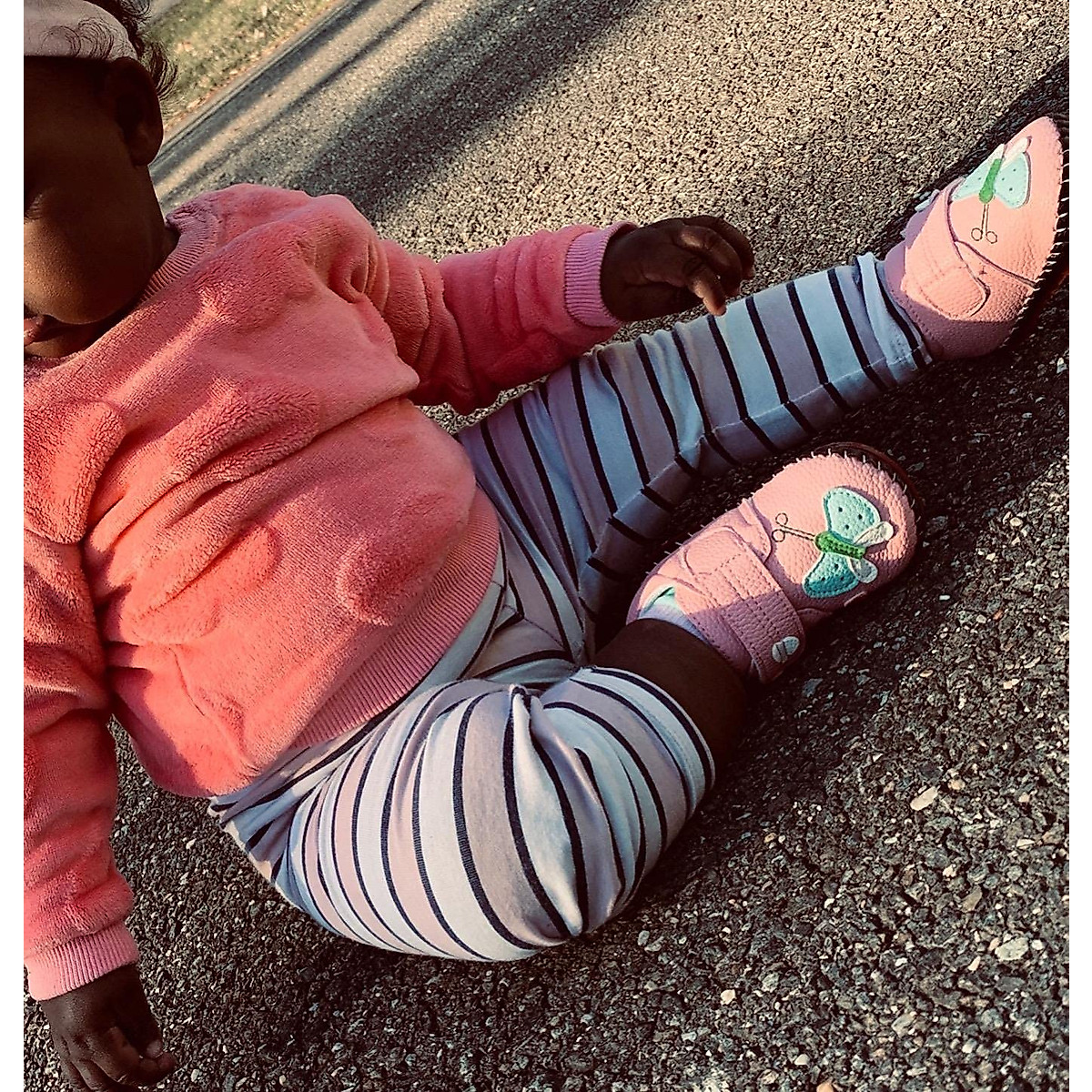 HsdsBebe Baby Boys Girls Pu Leather Hard Bottom Walking Sneakers Toddler Rubber Sole First Walkers Infant Cartoon Slippers Crib Shoes(6-12 Months)