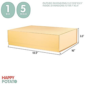 HAPPY POTATO Large Gift Box 13x9.7x3.4 Inches, Gold Magnetic Gift Box, Gift Box with Lid, Sturdy Shirt Box for Wrapping Gifts (Gold Grass Texture)