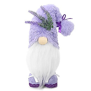 Lavender Swedish Gnomes Decorations for Home Pastel Purple Spring Summer Tiered Tray Tomte Plush Decor Nordic Dwarf with Artificial Greenery Kitchen Collective Gift for Women Family Friend Colleague