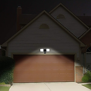 Haian Support Waterproof Plug-in Motion Sensor Light Outdoor - 20W 5000k(Daylight) 1800LM - Dual-Headed LED Security Light for Garage - Wall Mounted Pathway Lighting - Black