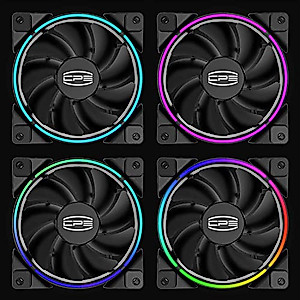 CP3 120mm Fan 3 in 1 Kit Upgrade,12cm RGB LED Computer Case Fan - PWM Cooling Fan - Dual Light Loop Quiet Fan/Multiple Light Modes for PC Case