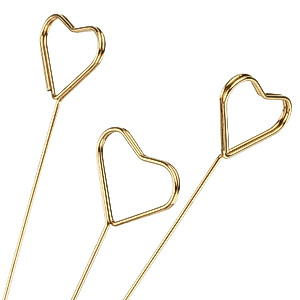 JEUIHAU 100 PCS 13.4 Inch Metal Floral Place Card Holder Picks, Metal Wire Floral Place Card Holder, Wire Heart Card Holder Heart Wire Photo Holder for Wedding, Birthday, Party