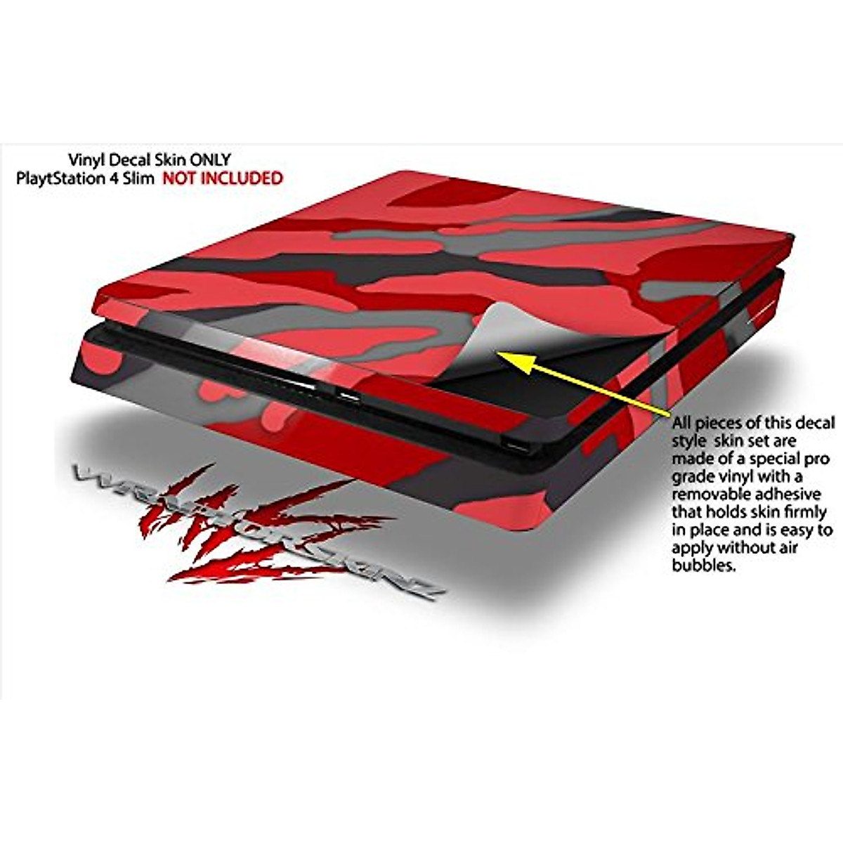 Vinyl Decal Skin Wrap compatible with Sony PlayStation 4 Slim Console Camouflage Red (PS4 NOT INCLUDED)