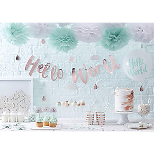Ginger Ray Rose Gold Hello World Scripted Baby Shower Bunting Banner - Hello World