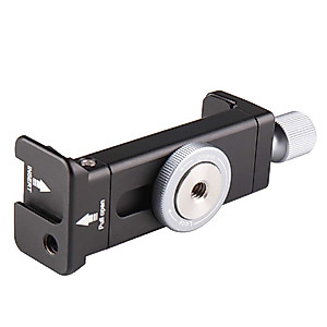 Metal Phone Clamp Tripod Mount Adapter - Smartphone Clip iPhone Mount Holder Bracket with Cold Shoe and Arca Swiss Quick Release Plate Compatible iPhone 13 12 11 Pro X Max, 8 Plus, Samsung Galaxy