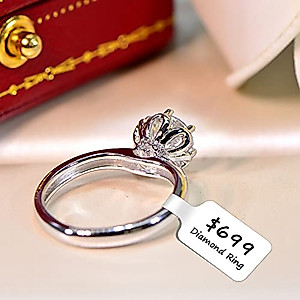 500 Pcs Jewelry Tags Roll for Necklace Earring Price Identify, Labelchoice Rectangle Shape Self Adhesive White Blank Dumbbell Jewelry Price Tags Stickers Labels for Bracelet, Ring, Clothing Display