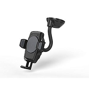 SCOSCHE WDQ2M STUCKUP Qi Car Phone Holder Windshield, Dashboard or Vent Mount | Stick Grip Suction Cup Base | Non-Magnetic | Black Charger with Car Adapter and Type-C Cable