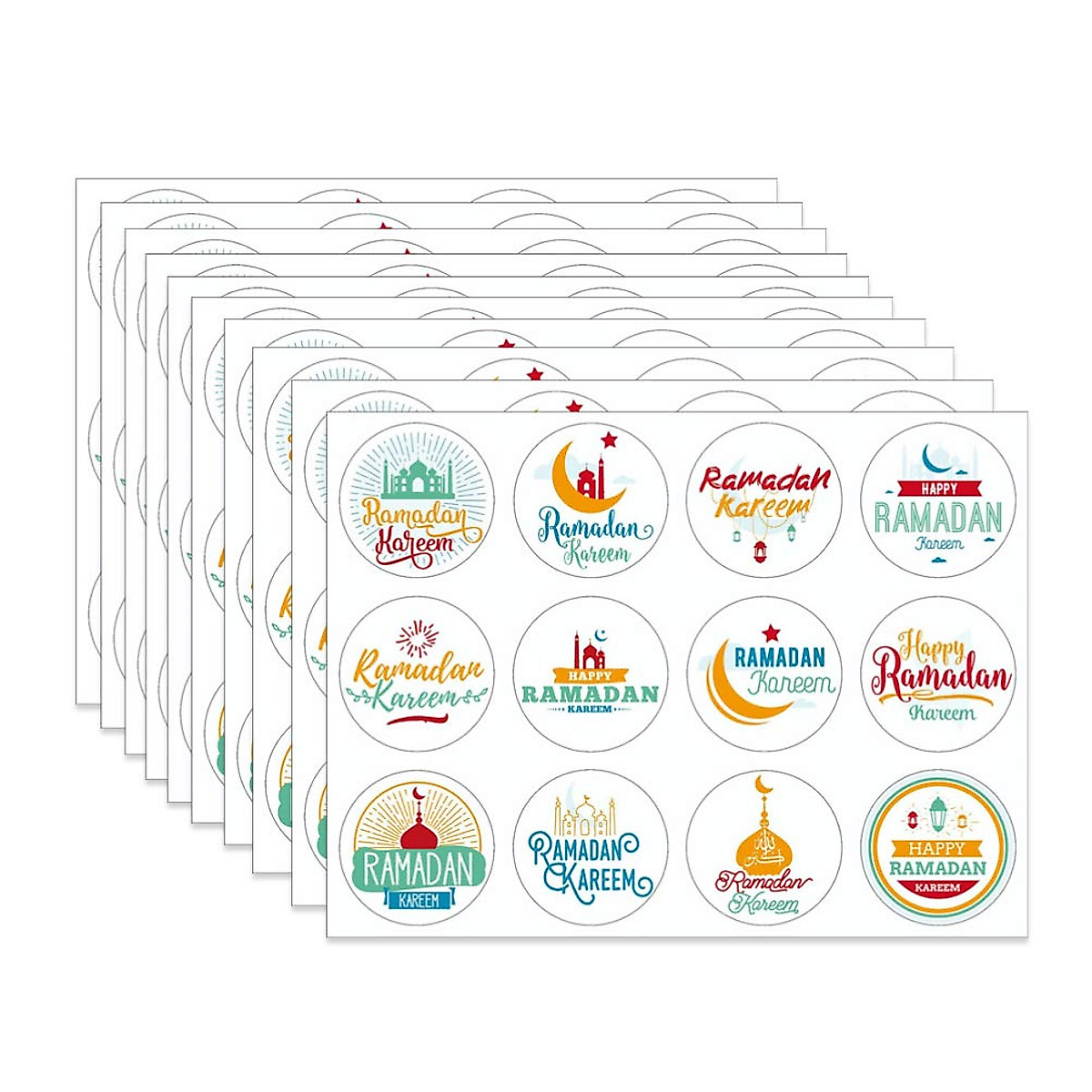 Kisangel 120pcs Eid Mubarak Stickers Ramadan Sticker Set Gift Sticker Adhesive Seal Stickers Ramadan Decorations