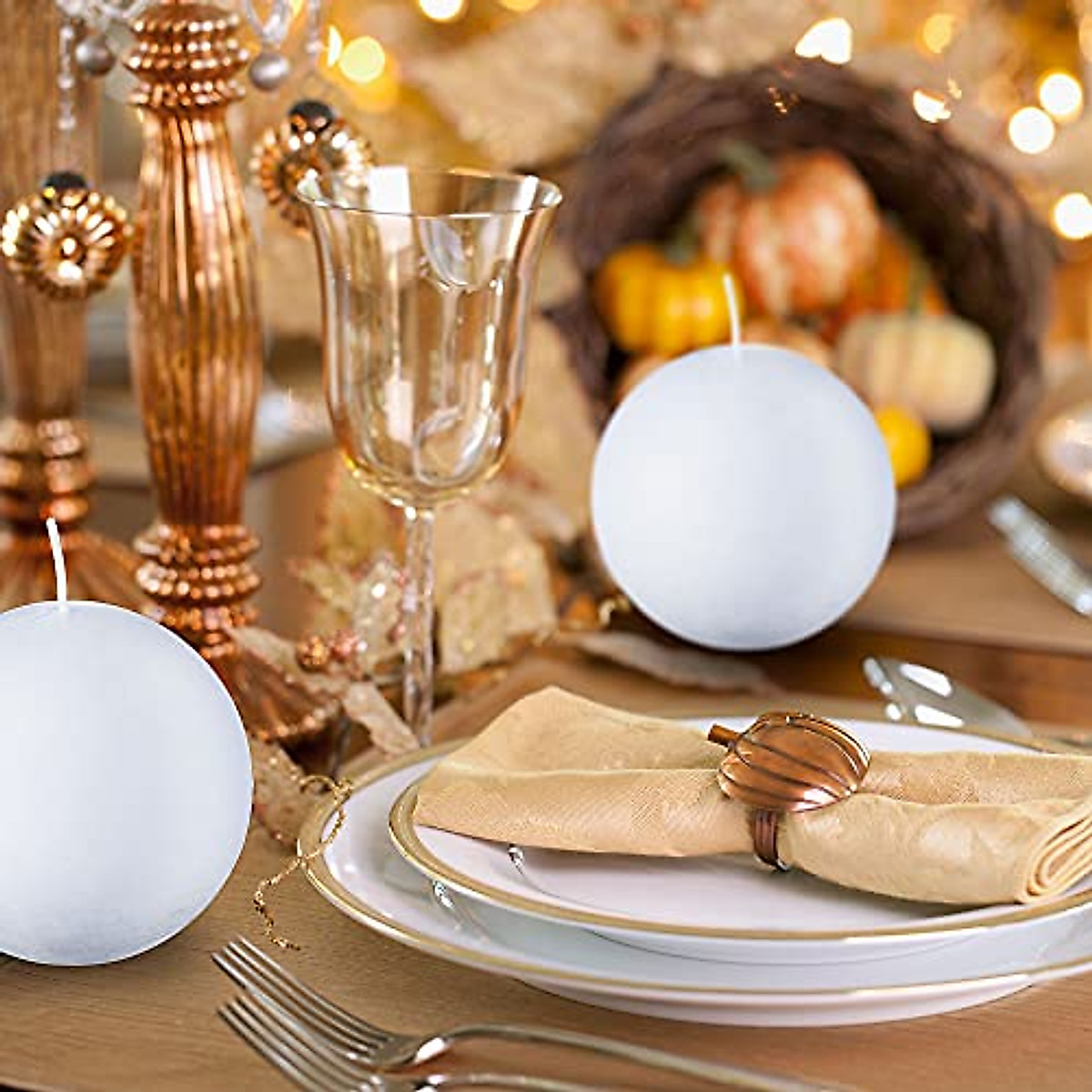 SPAAS Rustic White Round Candles - 3 Inch White Ball Candles - Use as Decorative Candles for Weddings, Celebrations, Holiday, and Home Decor - Set of 6 White Sphere Candles