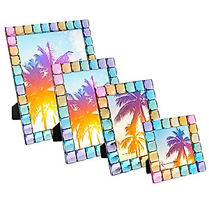 Isaac Jacobs Decorative Sparkling Jewel Picture Frame, Photo Display & Home Décor (5x7, Rainbow)