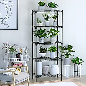 DABUFOY 5 Tier Metal Shelving, Kitchen Shelves, Adjustable Storage Shelves Heavy Duty, Wire Rack Shelf Garage Organizer, Standing Storage Shelf Units for Bathroom Pantry (Black, 23.22L x 13W x 59H)